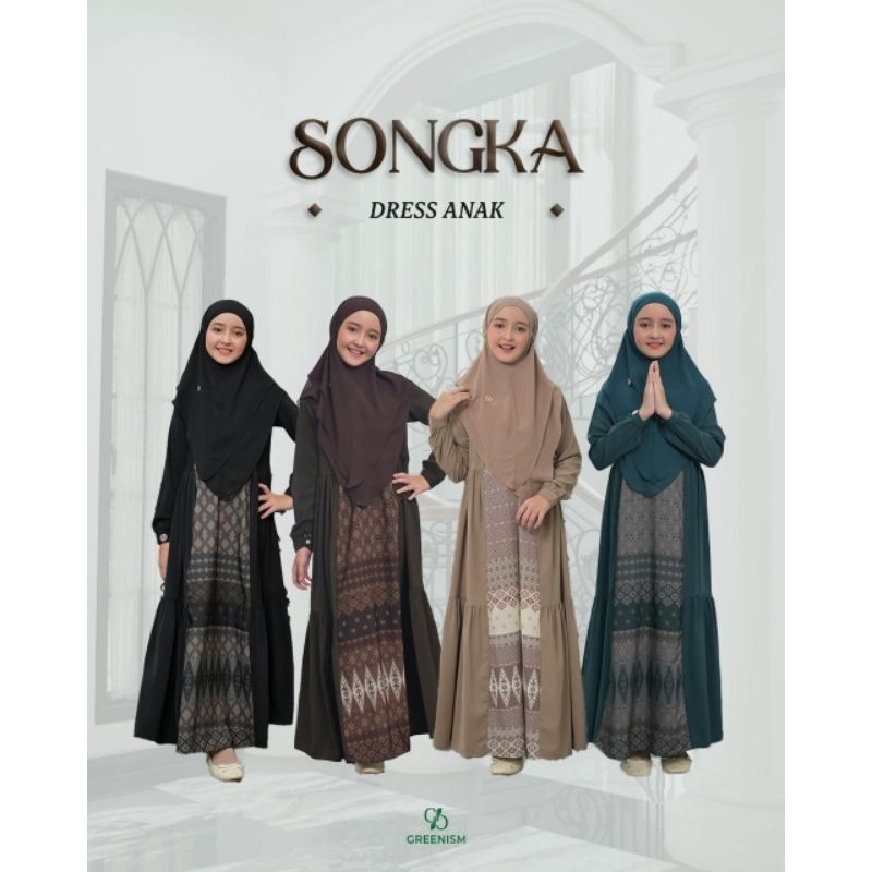 Jual Songka Dress Kids Gamis Anak Perempuan Pattern Ekslusif Sarimbit Lebaran 2025 by Greenism ...
