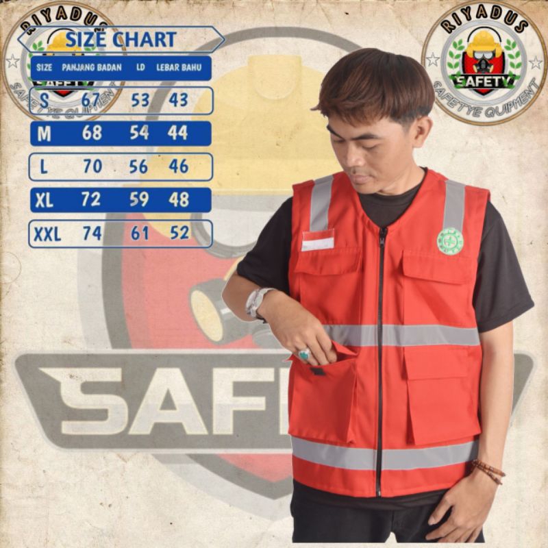 Jual rompi vest safety first/rompi k3/rompi lapangan/rompi proyek ...