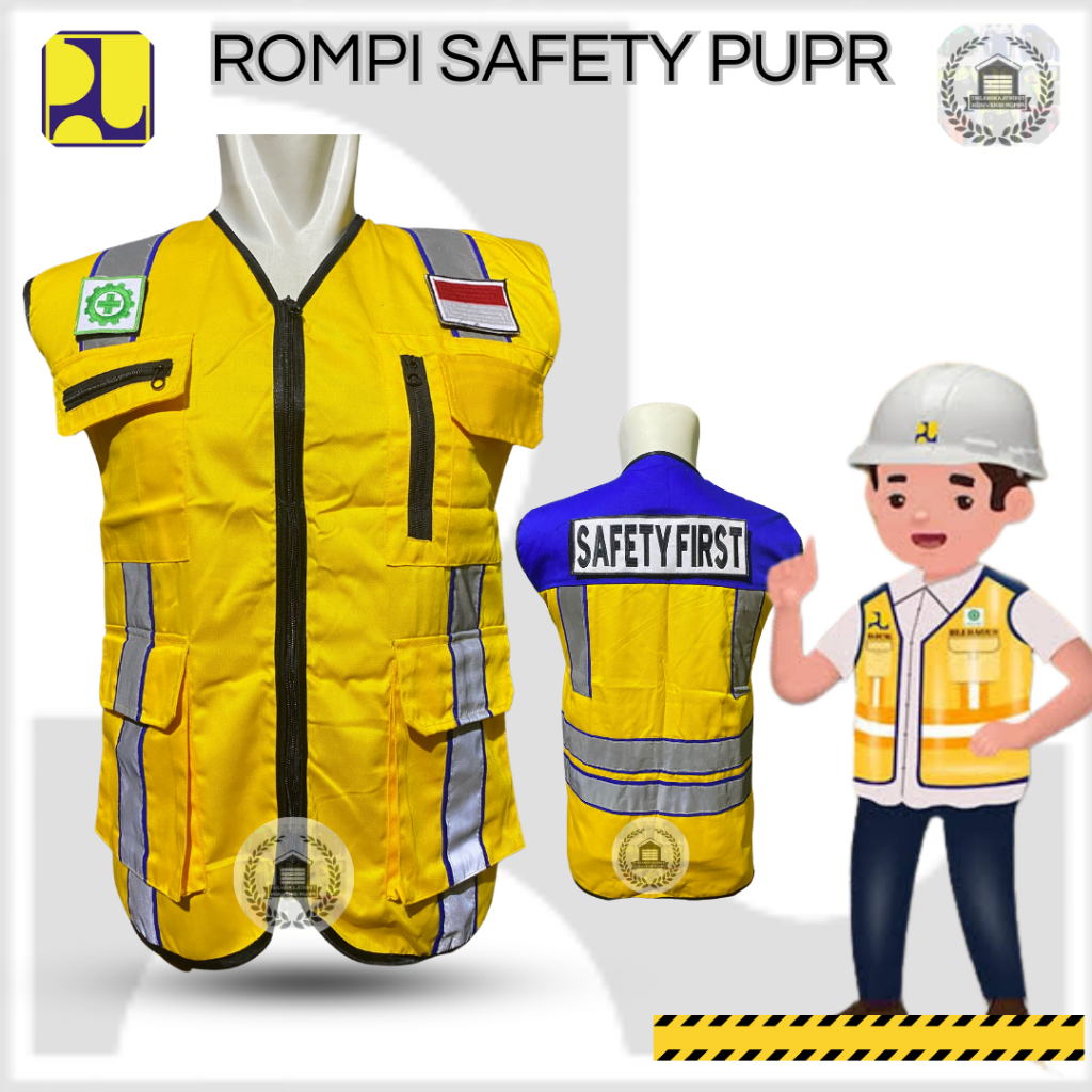 Jual Rompi Safety K3 Pupr Rompi Pria Kerja Lapangan Binamarga Bahan ...