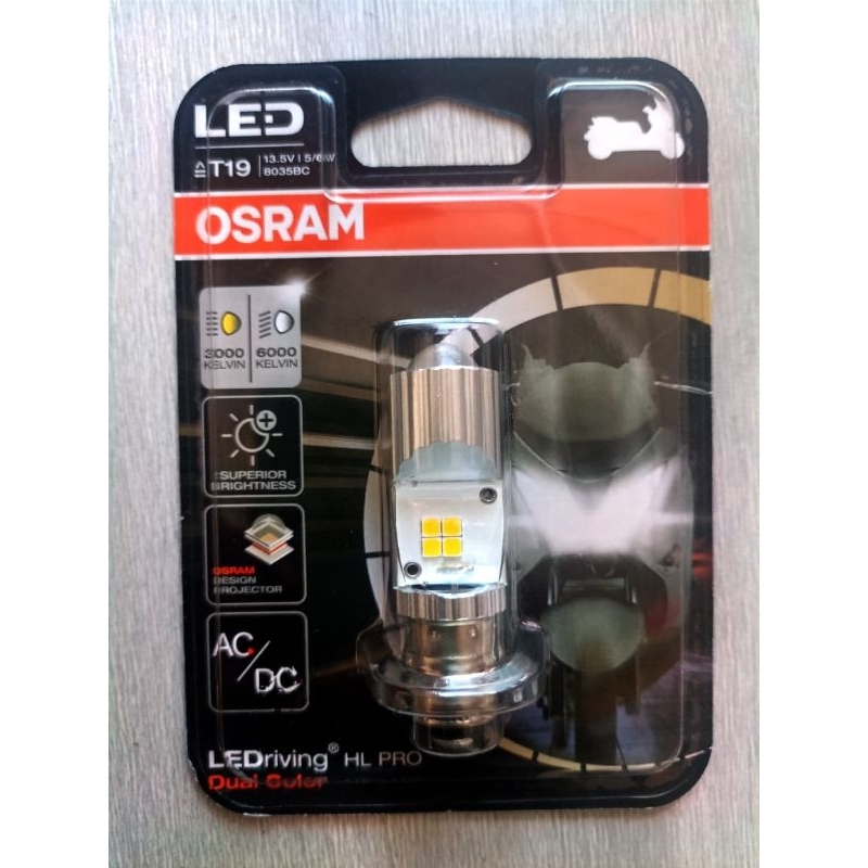 Jual lampu motor LED OSRAM T19 pro laser dua warna putih kuning | Shopee Indonesia
