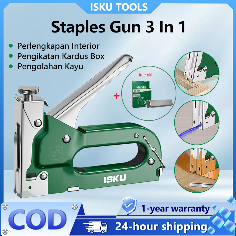 Jual ISKU Staple Gun/Staples Tembak 3 In 1 Paket Staples Tembak Gun ...