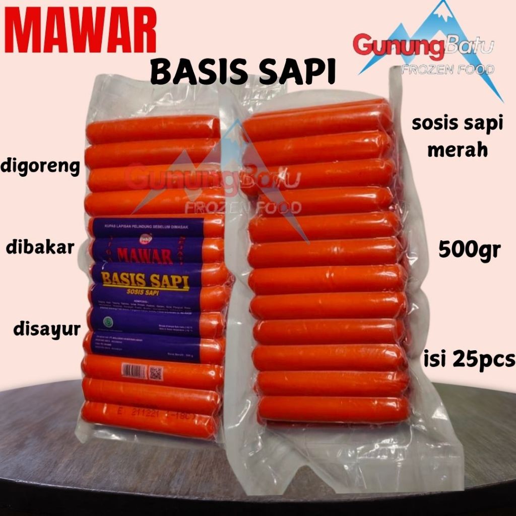 Jual MAWAR BASIS SOSIS SAPI MERAH 500GR ISI 25PCS/ BELFOODS UENAK SOSIS ...