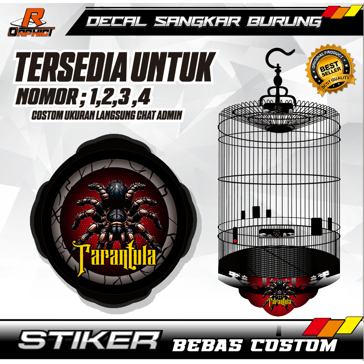 Jual STICKER DECAL SANGKAR / KANDANG MURAI || stiker MOTIF tarantula ...