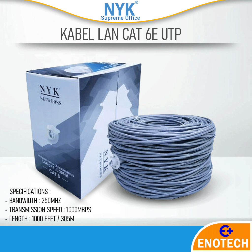 Jual NYK Kabel Lan RJ45 Cat6E UTP Internet Ethernet Cable 1Roll / 305M | Shopee Indonesia