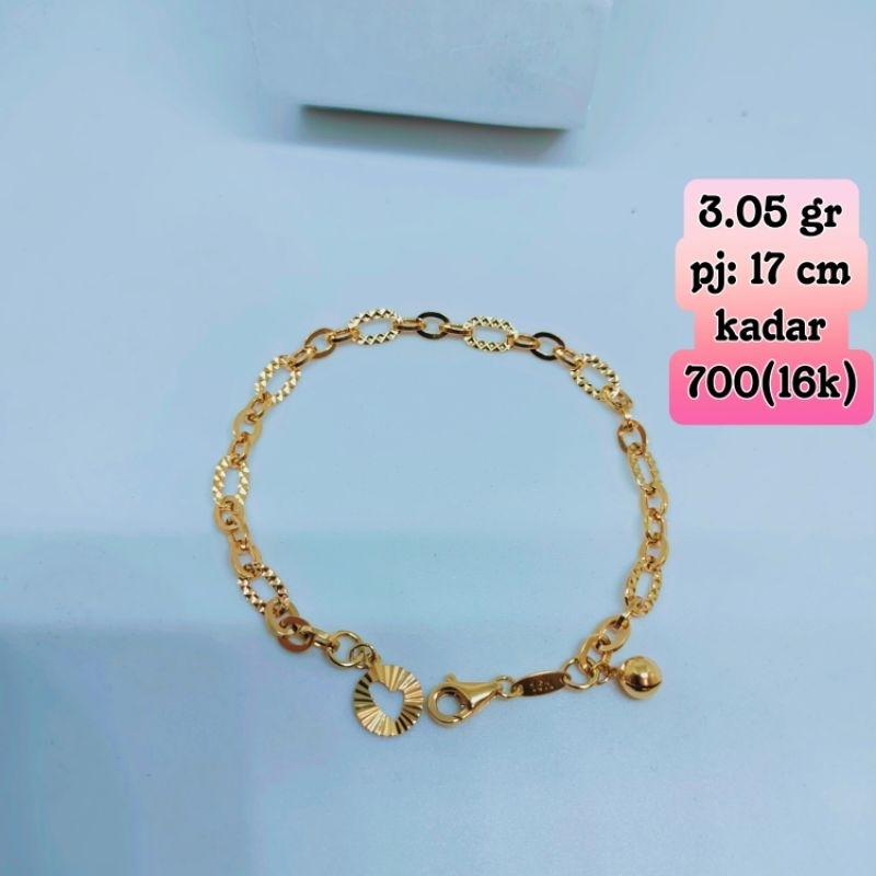 Jual gelang tangan emas model rantai norri ukir kelincingan 1 bola 1 ...