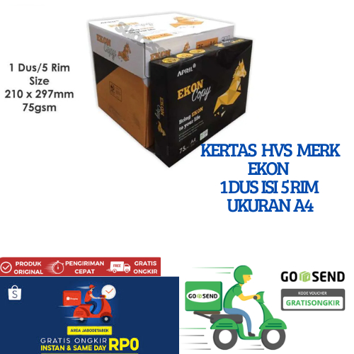 Jual Ekon Copy Paper Kertas HVS A4 75 gsm 1 BOX 1 DUS ISI 5RIM Instant ...