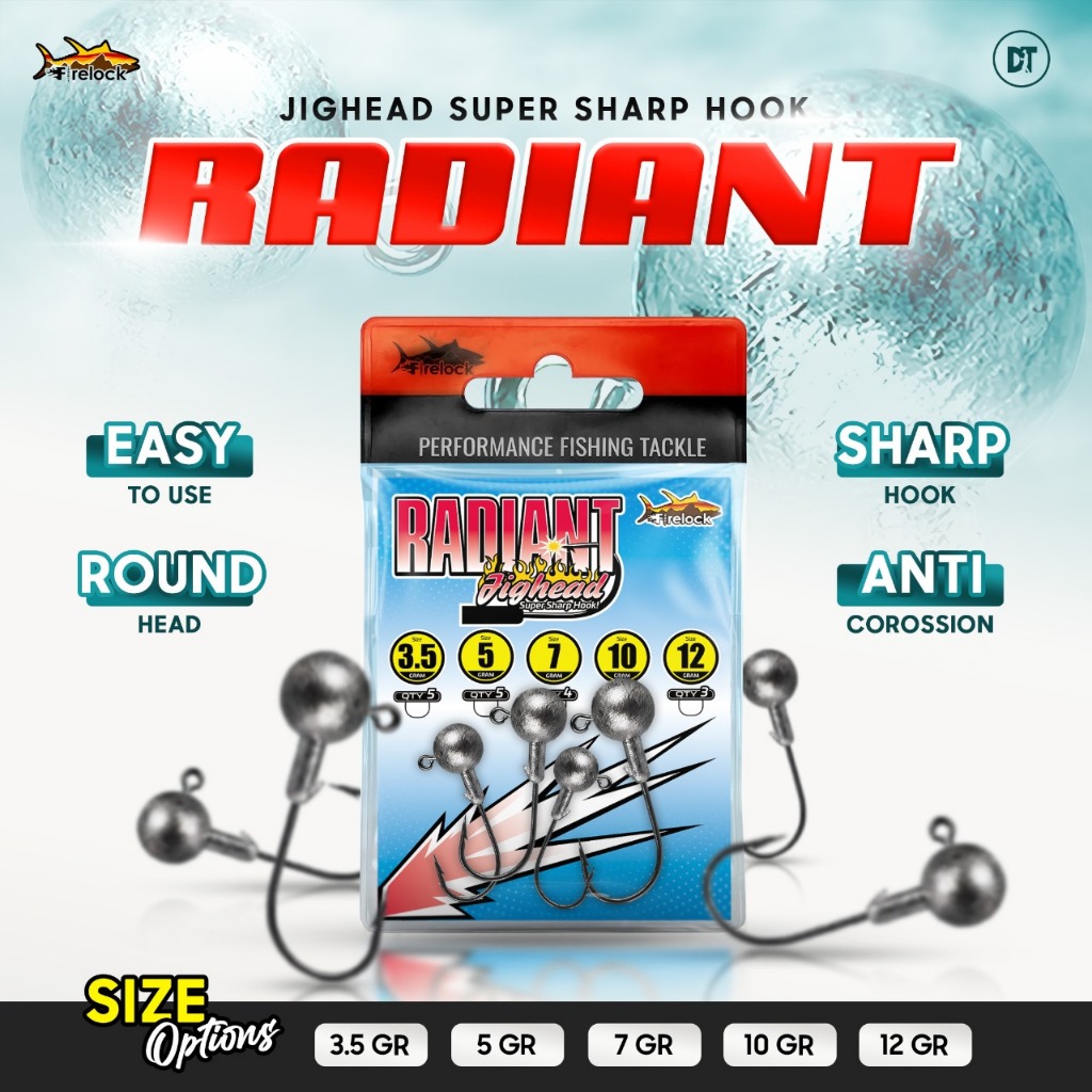 Jual Jig Head Radiant Firelock Mata Pancing Softlure 3.5gr 5gr 7gr 10gr ...