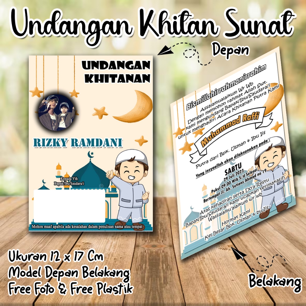 Jual Undangan Khitan Kode KS03 murah Kartu Khitan Undangan sunat simple ...