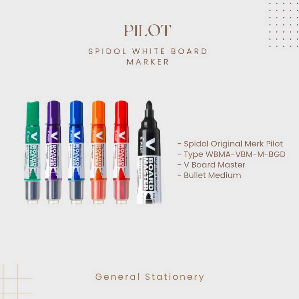 Jual PILOT SPIDOL WHITE BOARD MARKER /PILOT WMBA-VBM-M-BGD V BOARD ...