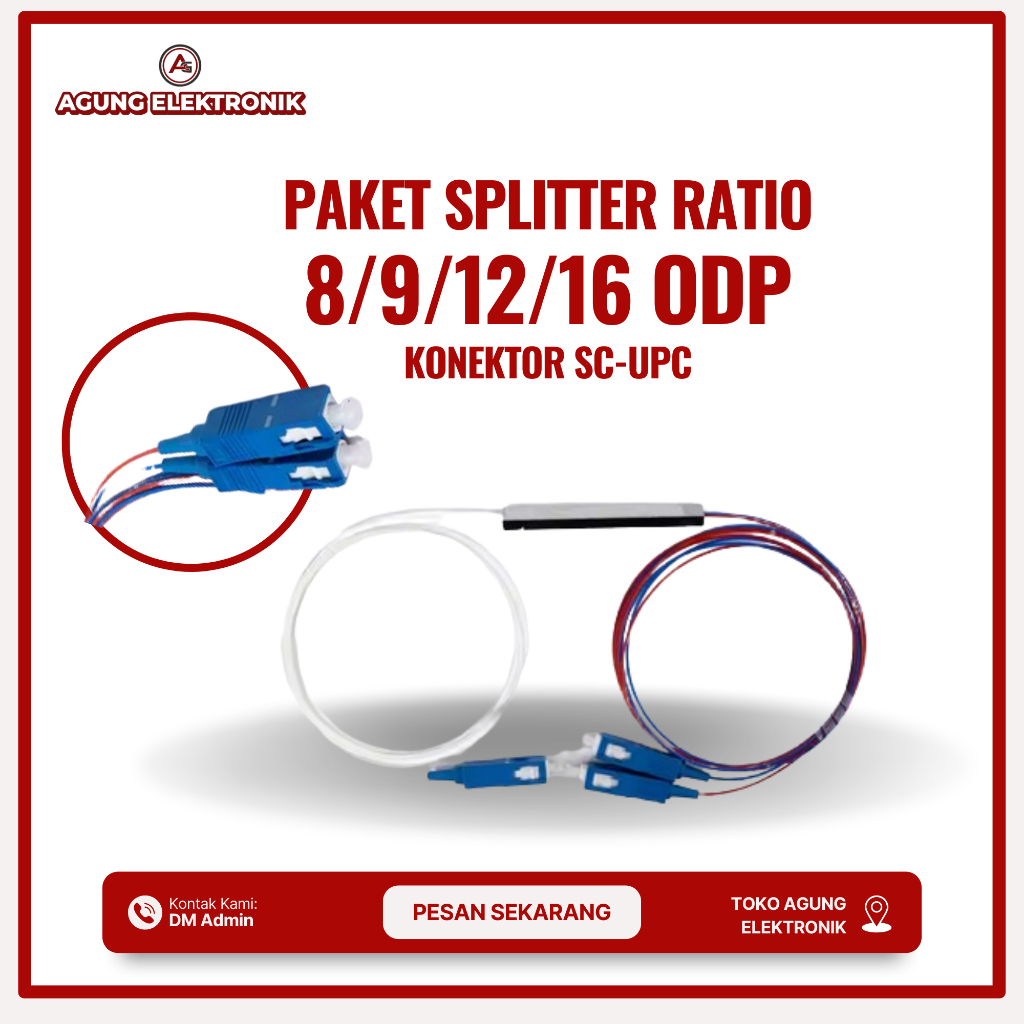 Jual PAKET SPLITTER RATIO FIBER OPTIC 8 9 12 16 ODP SC UPC - 8ODP ...