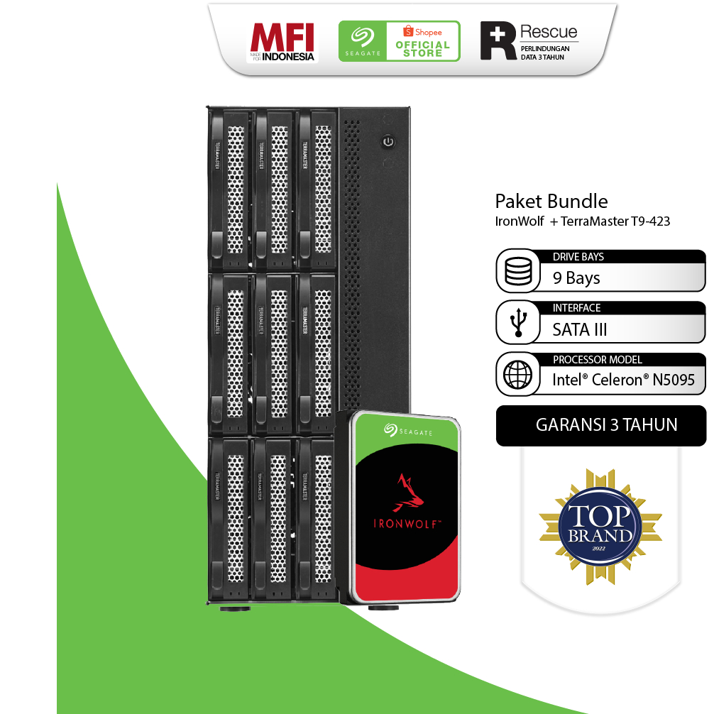 Jual [Bundle] Seagate IronWolf HDD / Hardisk NAS + TerraMaster T9-423 Nas Storage 9-Bay | Shopee ...