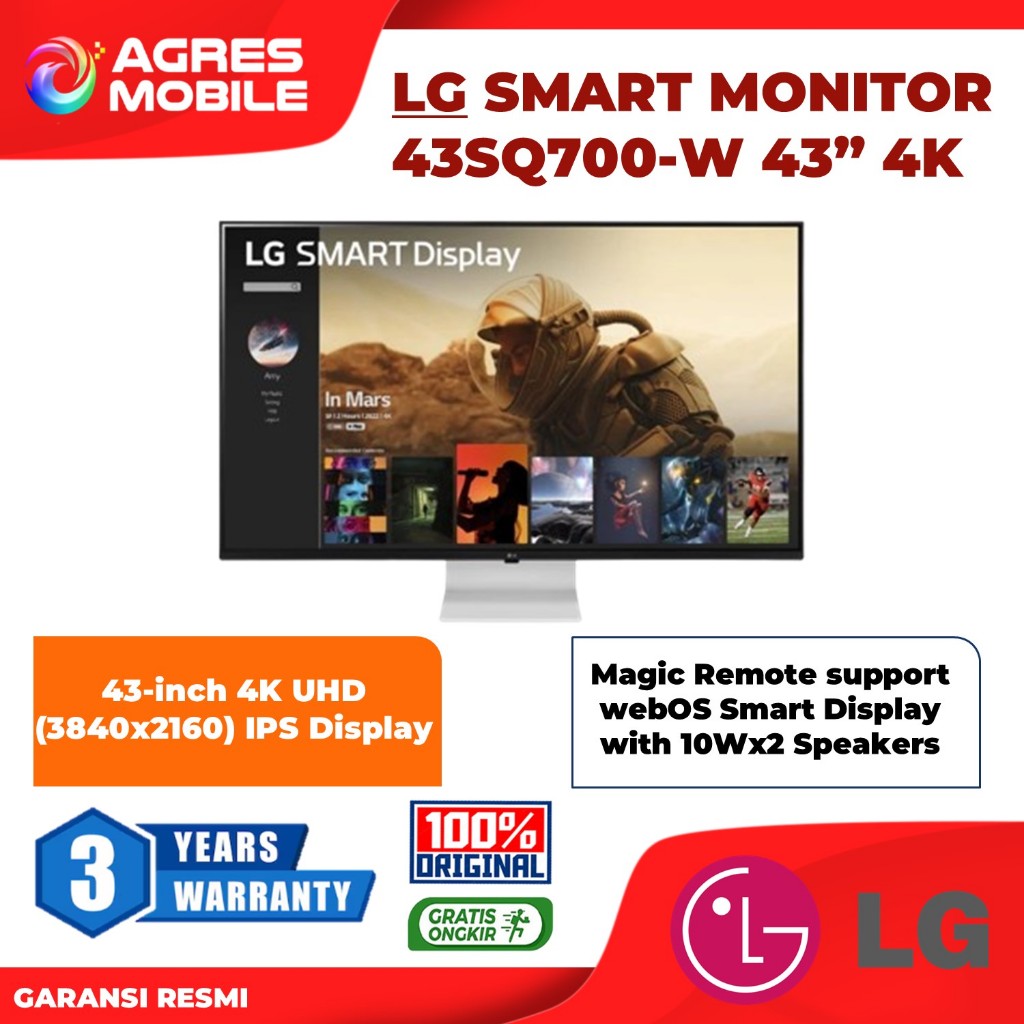 Jual LG Smart Monitor 43SQ700S-W UHD 4K webOS 22 with USB Type-C and ...