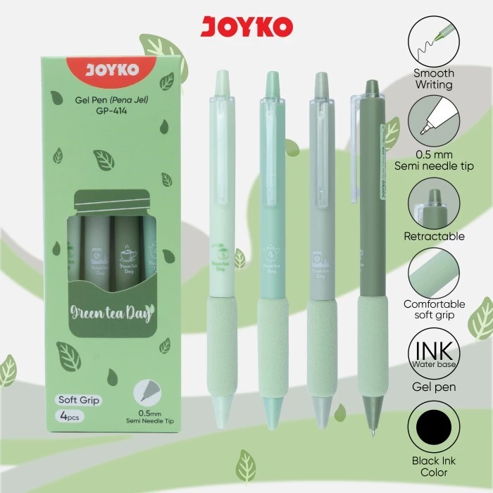 Jual Gel Pen Pulpen Pena Joyko GP-414 Green tea Day 0.5 mm (4pc) | Shopee Indonesia