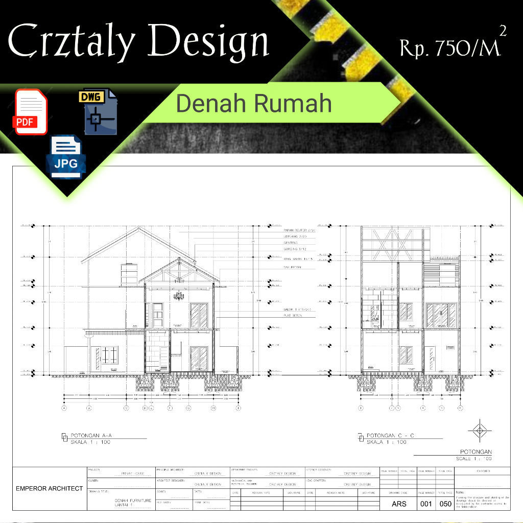 Jual Jasa Gambar Potongan Rumah (File PDF, JPG, DWG) + (Free Revisi Selama 30 Hari) | Shopee ...