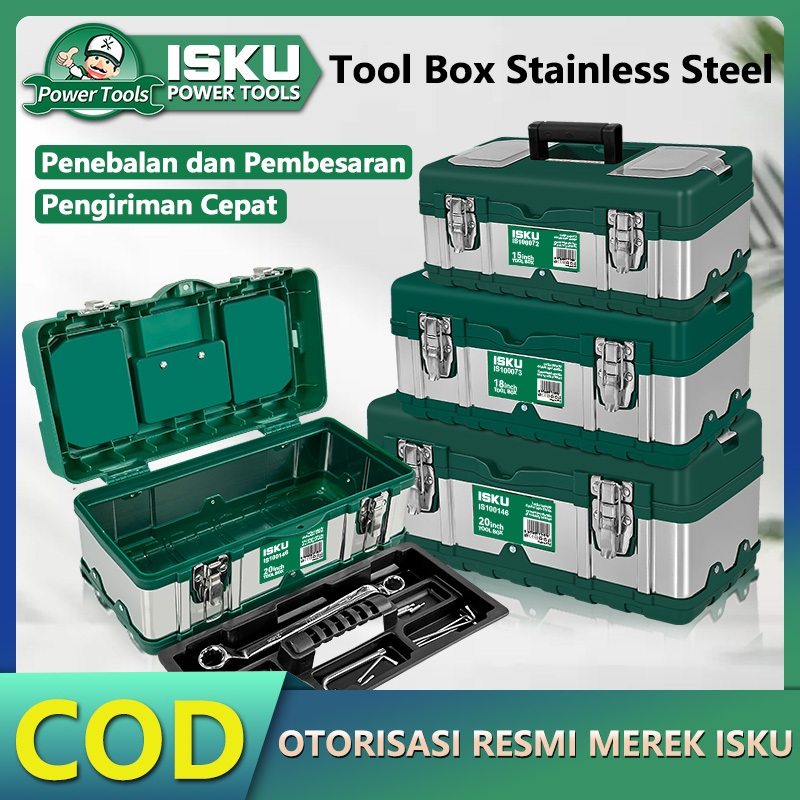 Jual ISKU Tool Box 15-20 Inch Stainless Steel Box Alat Perkakas Ukuran ...