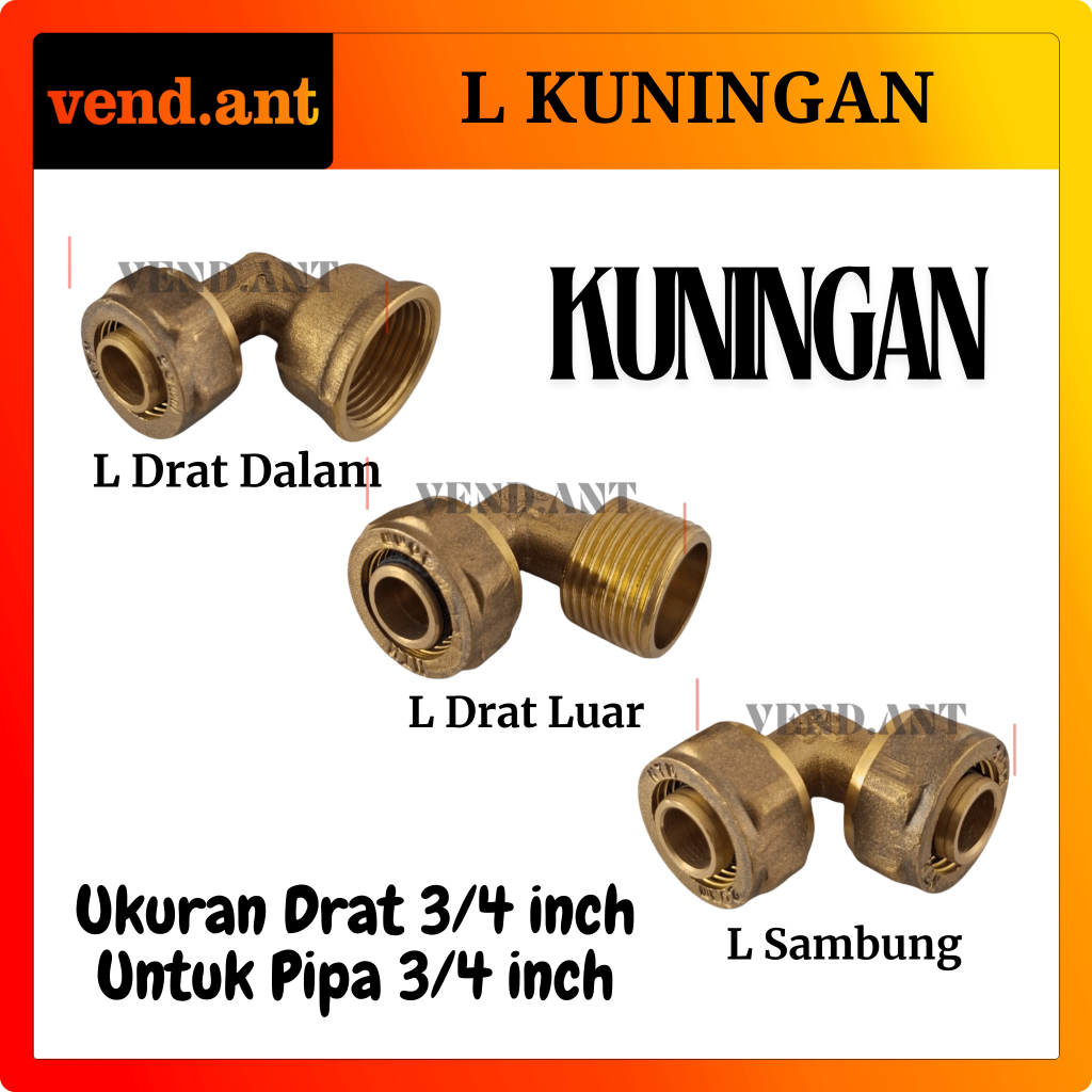 Jual Knee Keni Elbow Sambungan L Fitting Pipa Air Panas Drat Luar Dalam 3/4" Kuningan | Shopee ...