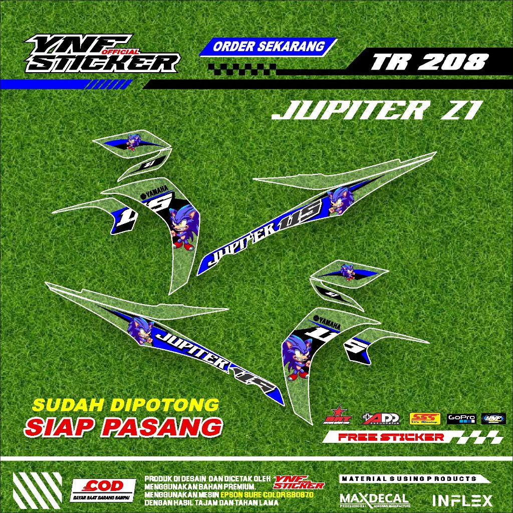 Jual TR208 Striping TRANSPARAN YAMAHA JUPITER Z1 Variasi Sticker list ...