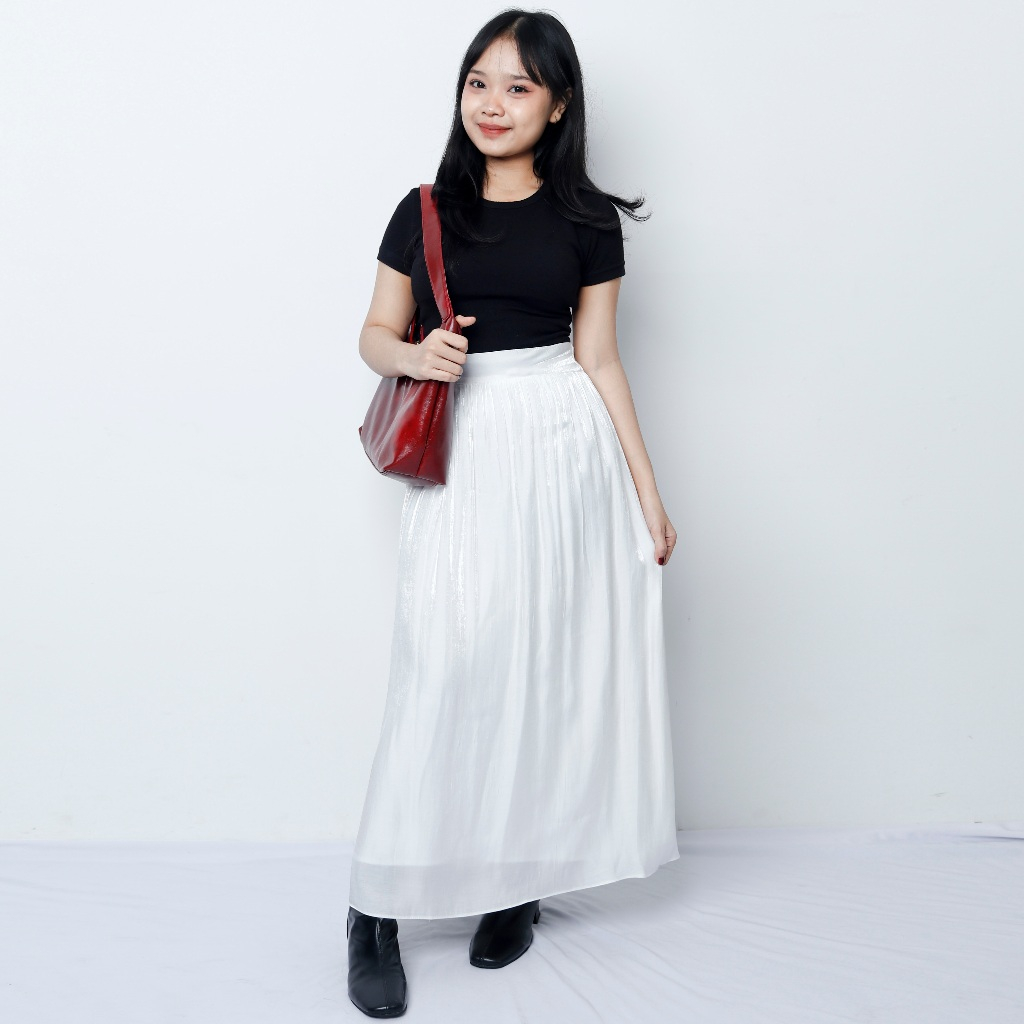 Jual Rok Shimmer Silk Panjang | Rok Plisket Shimmer Wanita | Shopee ...