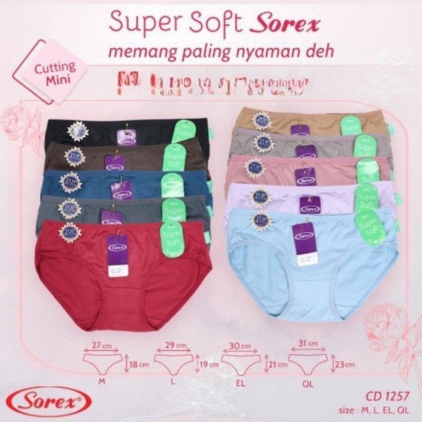 Jual SETENGAH LUSIN CD Sorex celana dalam ISI 6 PCS Celana dalam wanita sorex supersoft 1257 ...