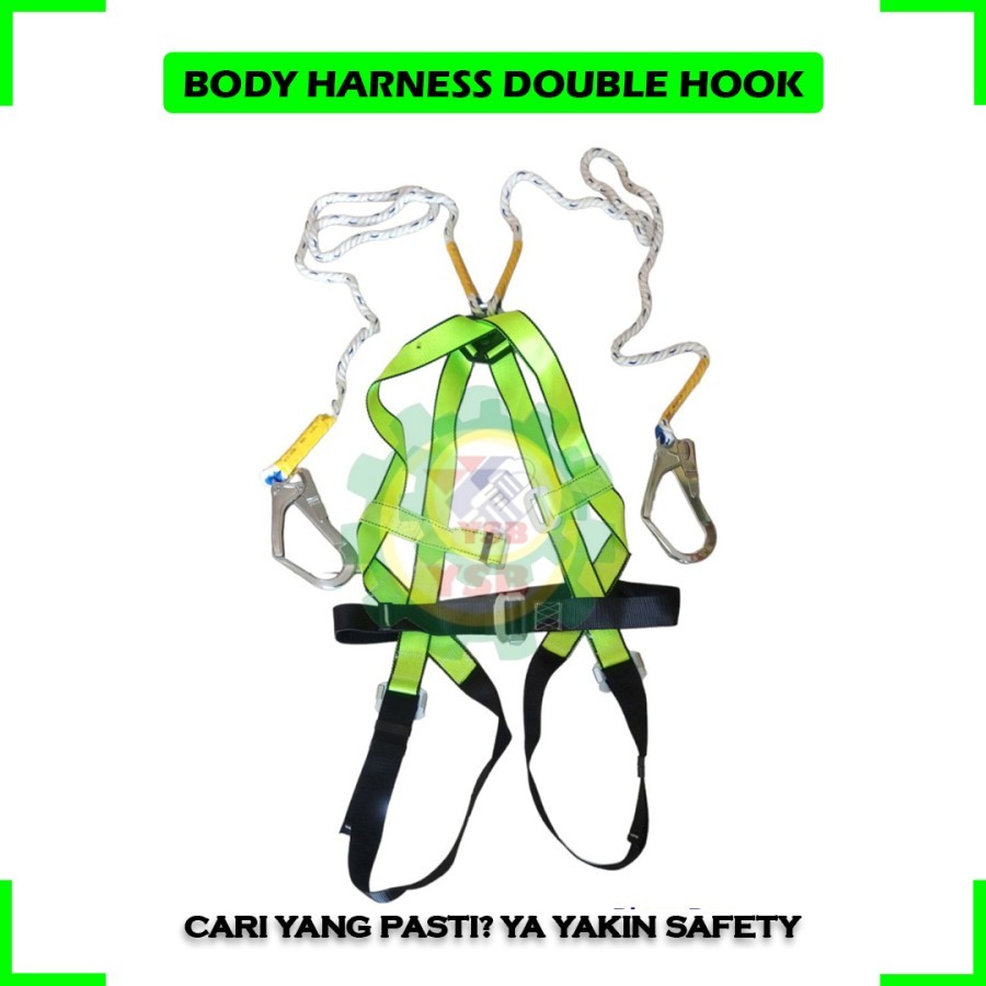 Jual Safety Full Body Harness Harnes Double Lanyard Big Hook | Shopee ...