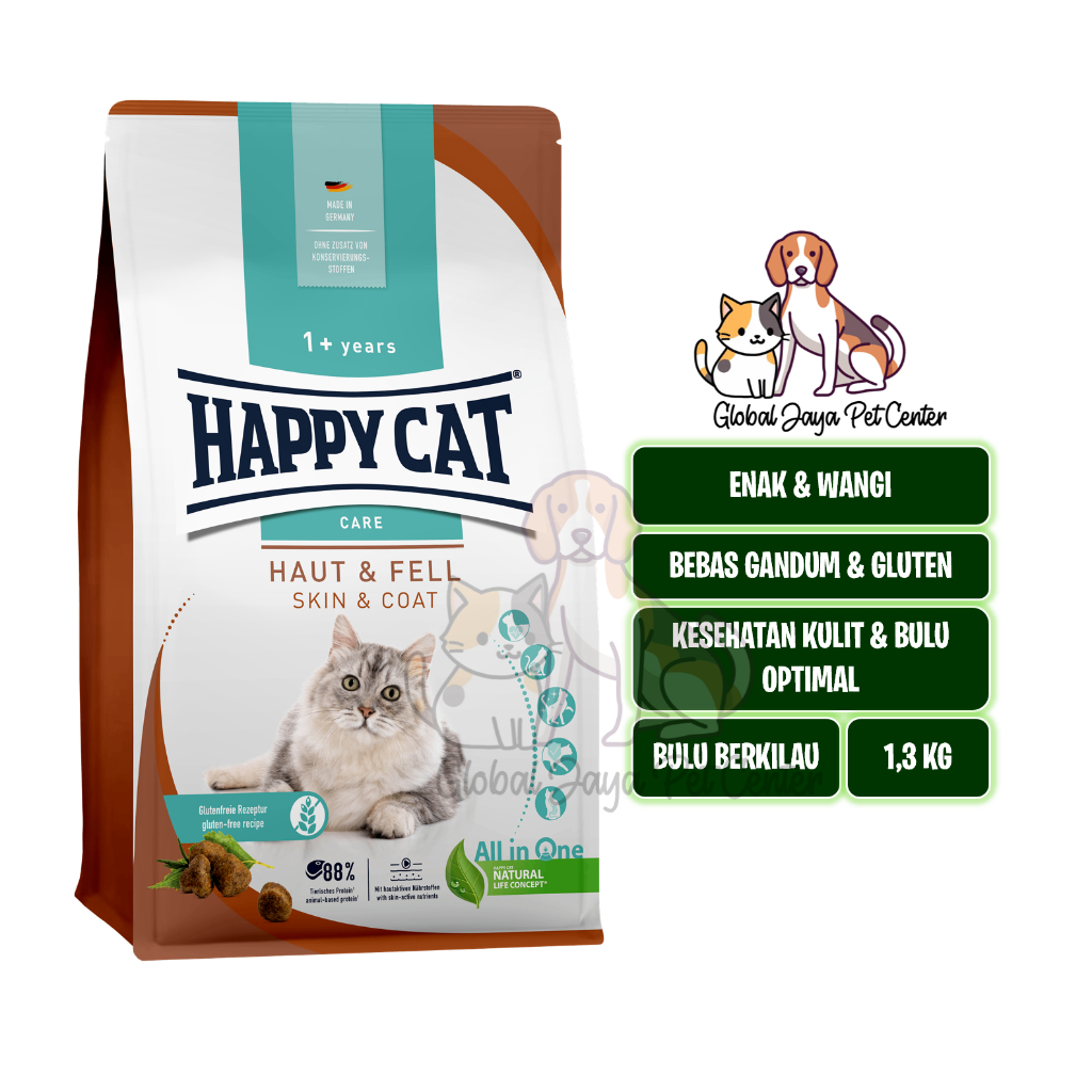 Jual Happy Cat Skin and Coat 300 gram Freshpack makanan kucing alergi ...