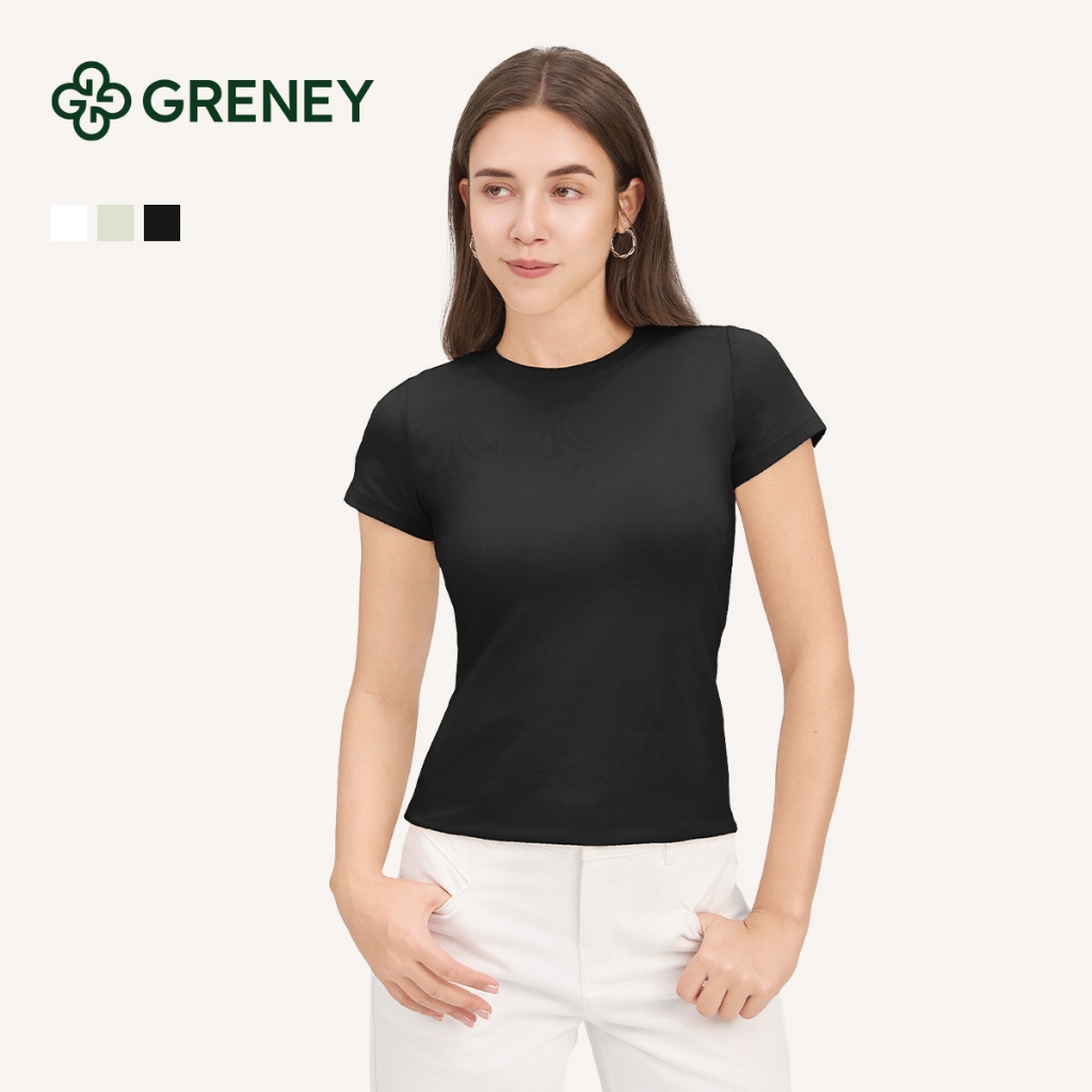 Jual GRENEY-Baju Wanita O neck Lengan Pendek shirt Gaya dasar atasan ...