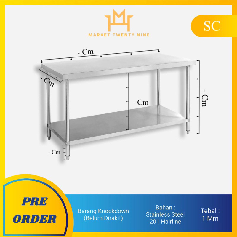 Jual Twenty Nine Table | Meja Dapur Stainless | Work Table | Ukuran ...