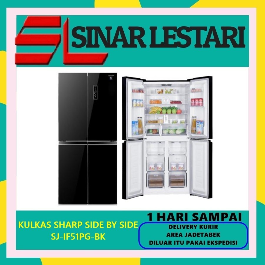 Jual SHARP SJ-IF51PG-BK KULKAS SIDE BY SIDE INVERTER Plasmacluster 472 ...