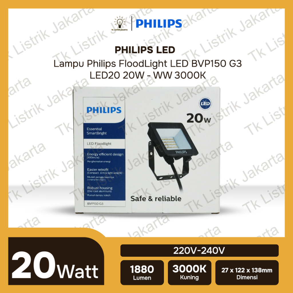 Jual Lampu Sorot LED Philips BVP150 G3 20W LED20 FloodLight Outdoor | Shopee Indonesia