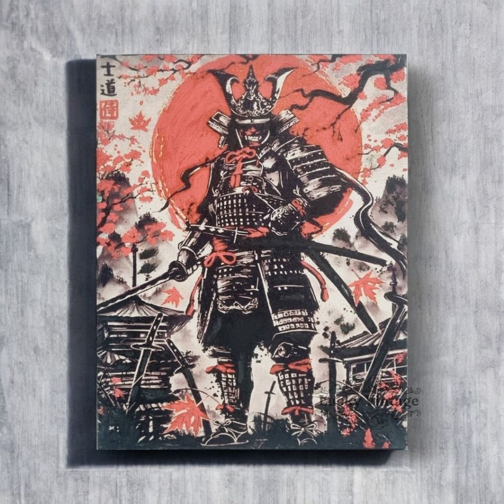 Jual Vintage Lukisan Oil Painting Original Japanese Samurai 40x30cm ...