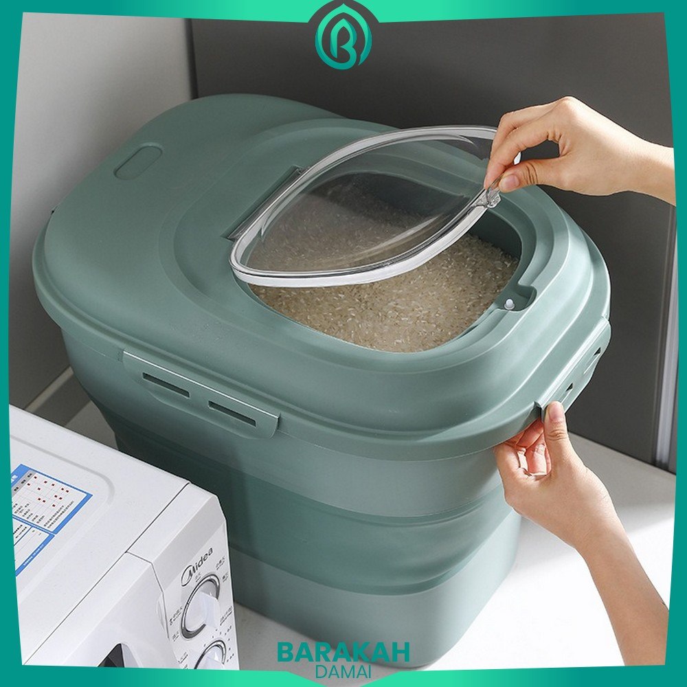 Jual Tempat Penyimpanan Beras Lipat 25kg / Dispenser Beras Free Cangkir ...