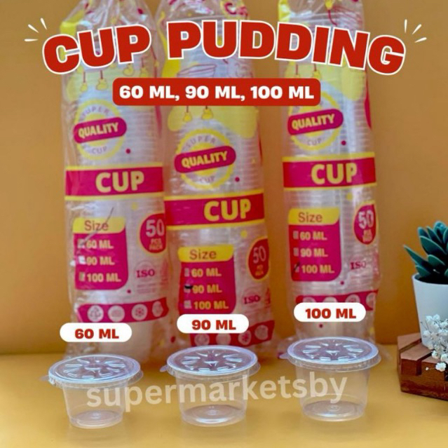 Jual [TIPTOP] Cup Pudding 60ml 90ml 100ml untuk Jelly / Puding / Agar Agar / Saos / Es Krim ...