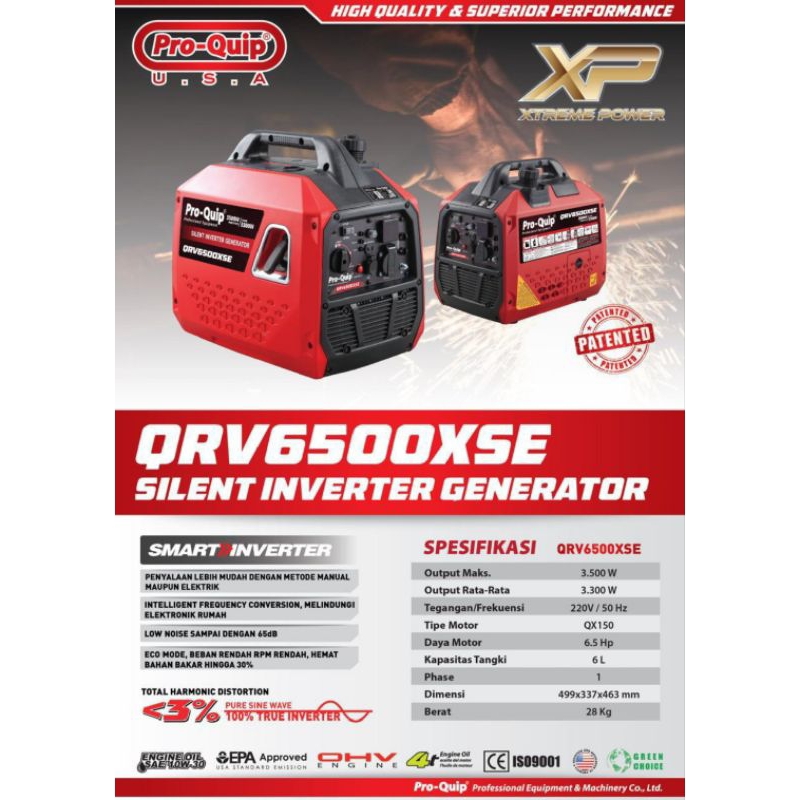 Jual Genset Silent 3500 Watt PRO-QUIP USA QRV6500XSE / Power Generator Silent 3500 Watt PRO-QUIP ...