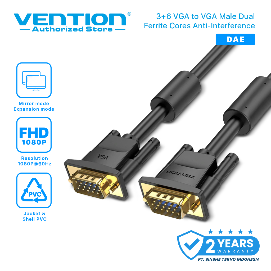 Jual Vention Kabel VGA 15 Pin 1080P FULL HD Monitor DAE | Shopee Indonesia