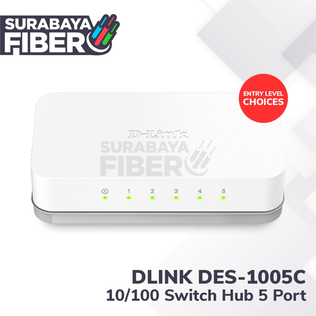 Jual Switch Hub 5 Port 10/100Mbps Dlink DES1005C - Unmanaged RJ45 ...