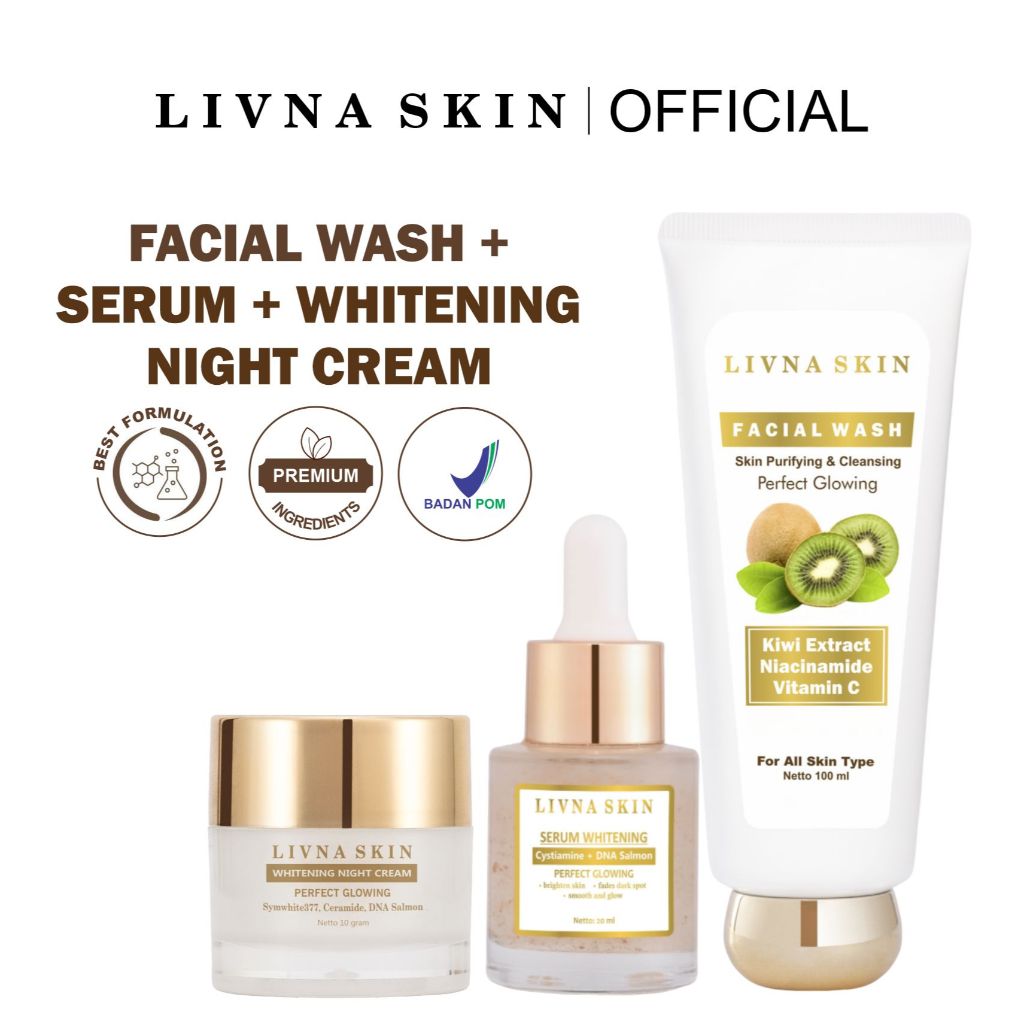 Jual LIVNA SKIN - Facial Wash + Serum Cysteamine + Whitening Night ...