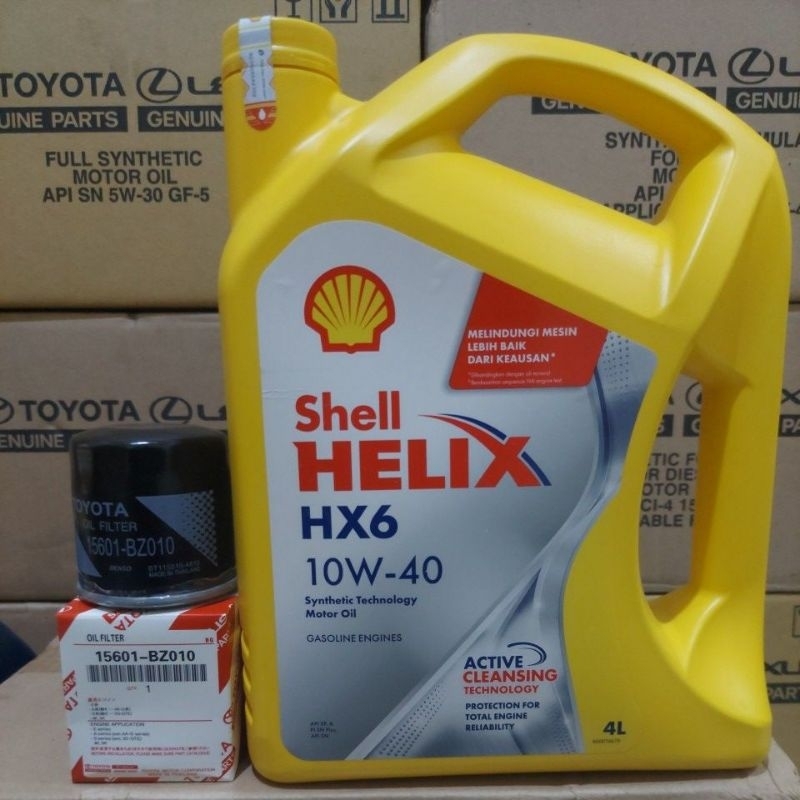 Jual Oli Shell Helix HX6 10W-40 Kemasan 4L + Filter Oli Toyota 15601 ...
