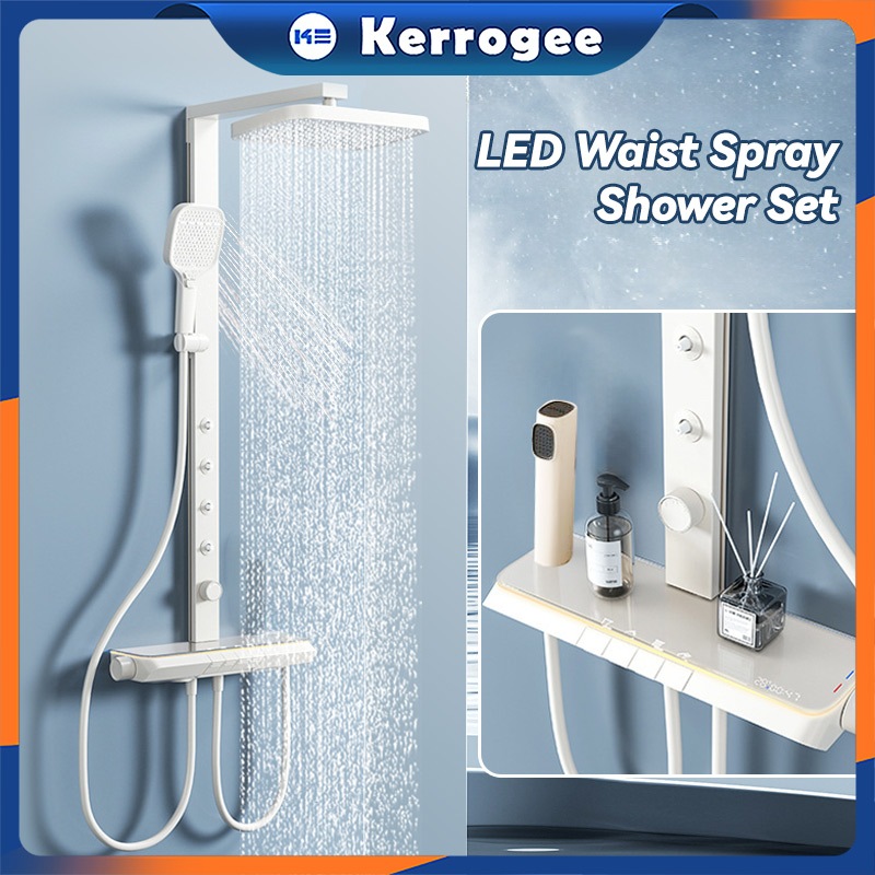 Jual ⚡Garansi⚡4 in 1 Putih Kamar Mandi Shower Set LED Digital Shower ...