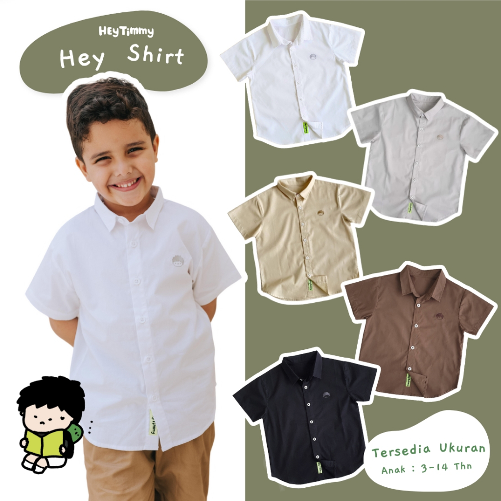 Jual HEYTIMMY - HEY / Kemeja anak laki laki katun basic / Hitam Putih ...