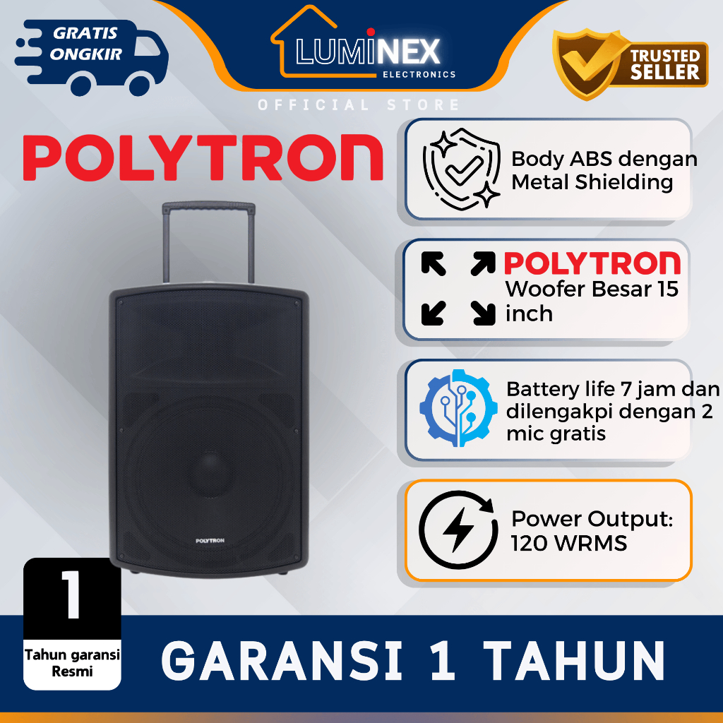 Jual Speaker 15 inch Portable Bluetooth Polytron PAS PRO 15 F3 | Shopee ...
