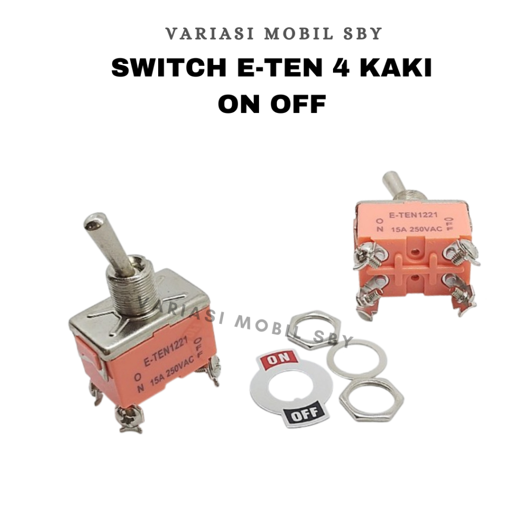 Jual Toggle Switch 1221 4 Kaki On-Off Saklar Toggle Switch E-TEN 4 PIN ...