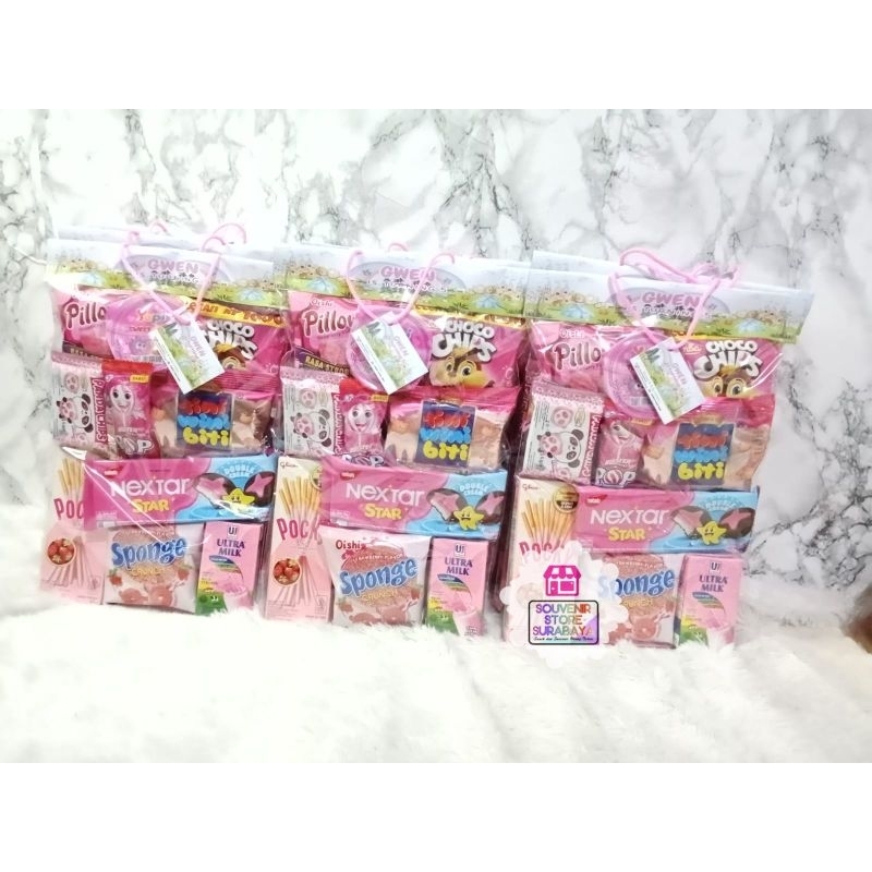 Jual Snack Ultah anak Serba Pink Besar || Paket ulang tahun tema WARNA ...