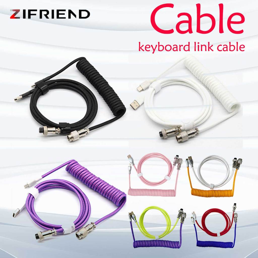 Jual ZIFRIEND Mechanical Keyboard Aviation Connector PU/Braided Coiling ...