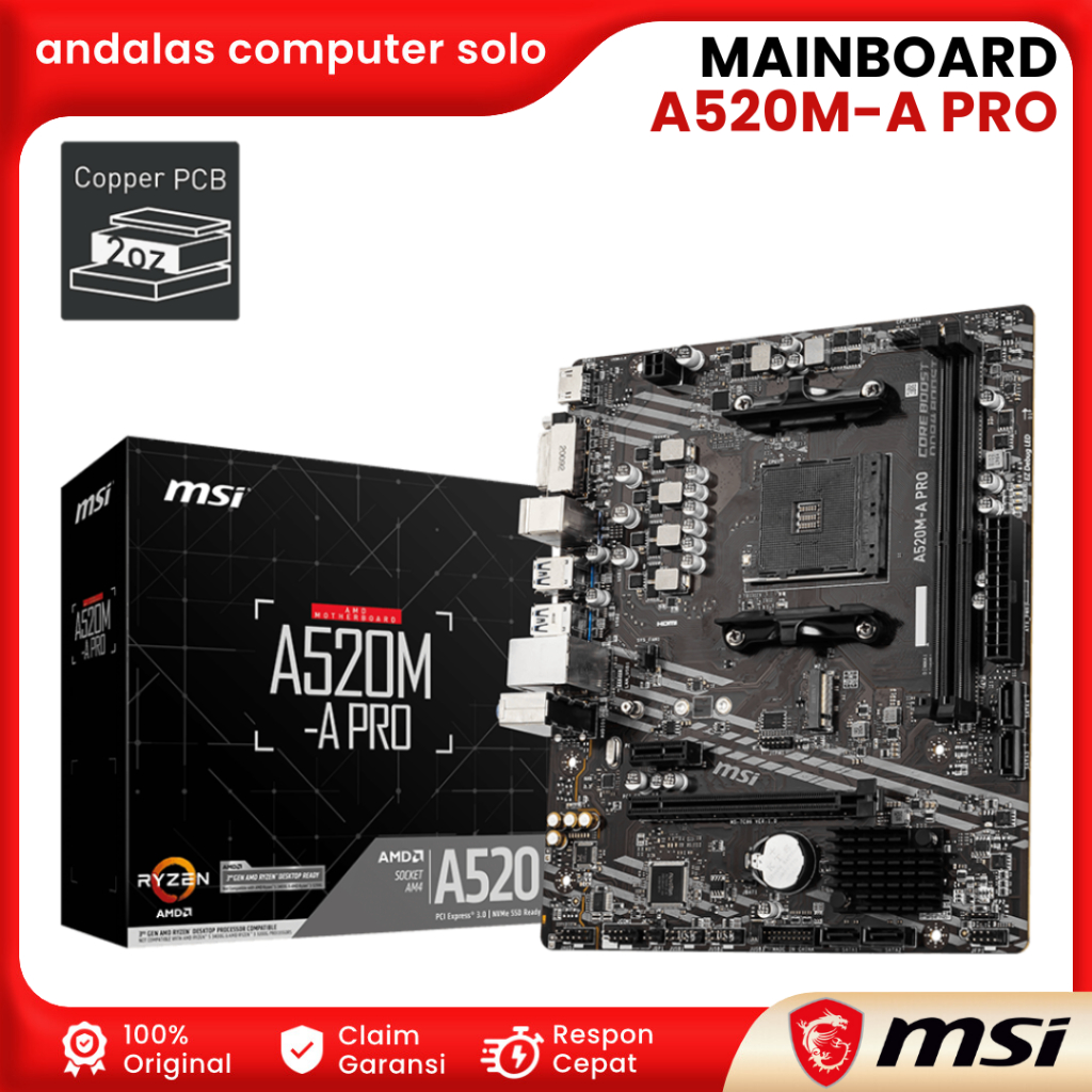 Jual MAINBOARD MOTHERBOARD MOBO MSI A520M-A Pro AM4 DDR4 USB 3.2 SATA3 MOBO MSI A520M-A PRO ...