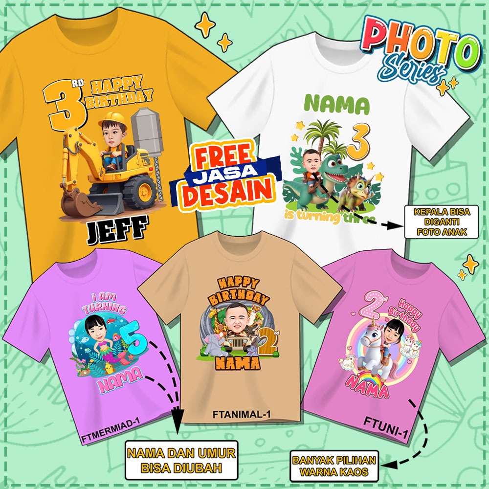Jual Kaos Custom Ulang tahun Kaos Ultah karakter pake Foto Anak Kado ...