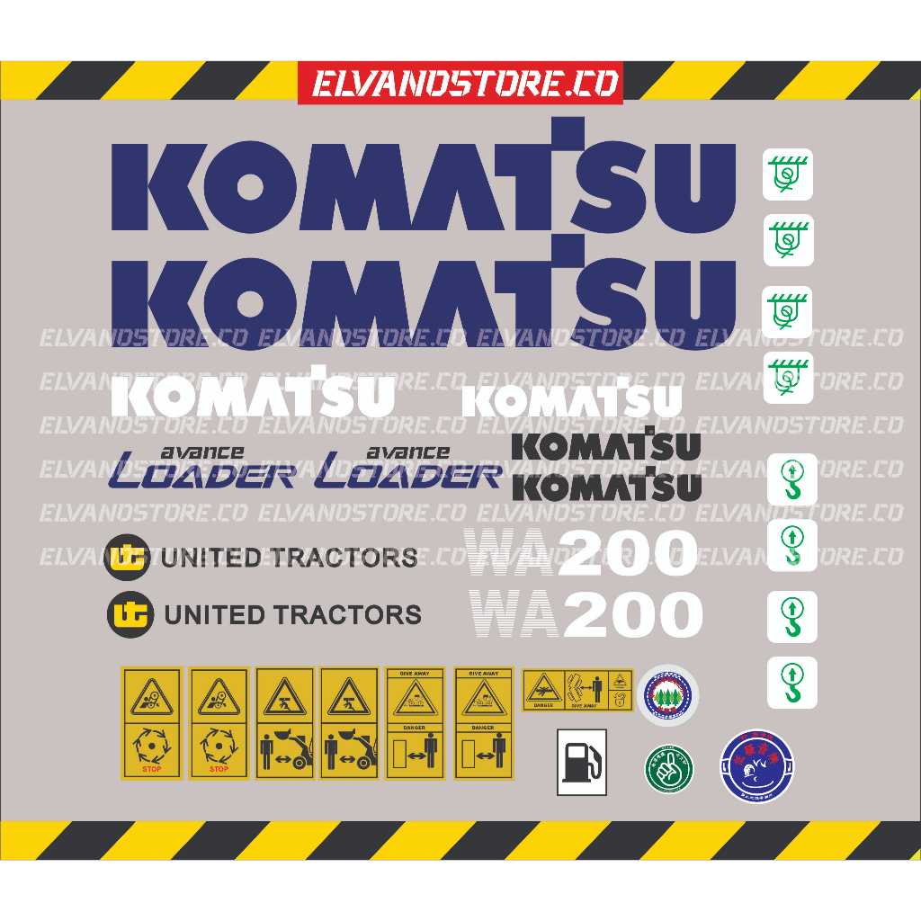 Jual STICKER ALAT BERAT STIKER WHEEL LOADER KOMATSU WA 200-3 HIGH ...