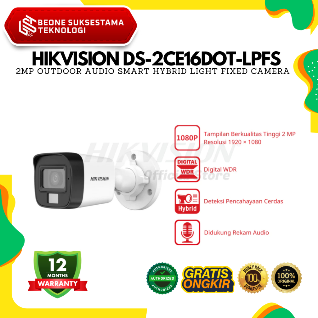Jual HIKVISION DS-2CE16D0T-LPFS 2MP OUTDOOR DUAL LIGHT+MIC HD CAMERA | Shopee Indonesia