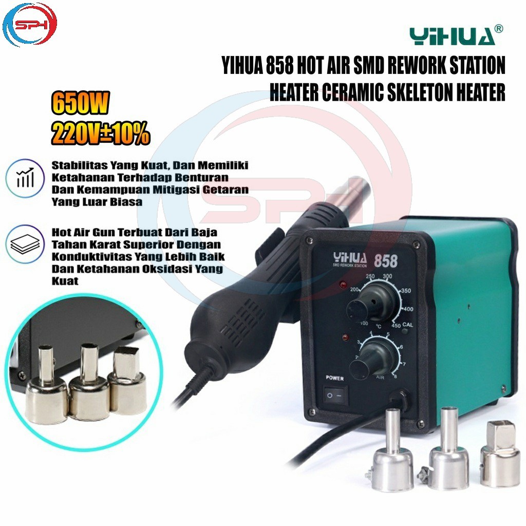 Jual Yihua 858 Blower Solder Uap Hot Air SMD Rework Analog Station Original | Shopee Indonesia