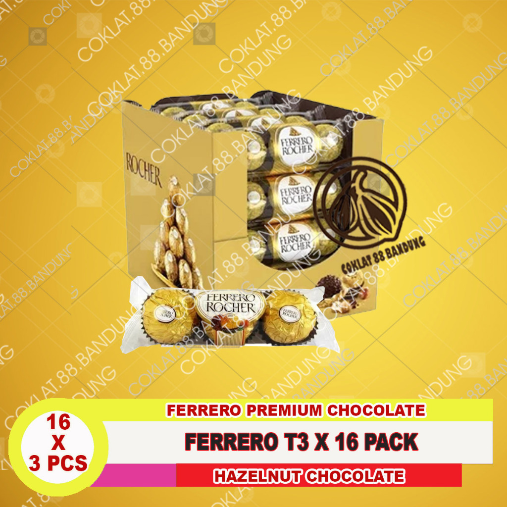 Jual FERRERO ROCHER 1 BOX ISI 16 PACK X 3 PCS PREMIUM CHOCOLATE, COKLAT ...