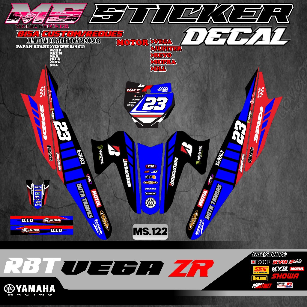 Jual Sticker DECAL RBT MOTOR VEGA ZR FULL BODY MOTOR SUPERMOTO RBT ...